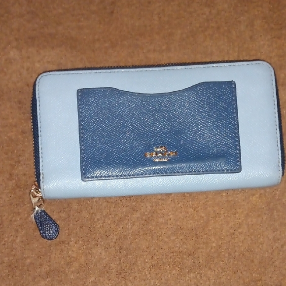 Coach | Bags | Coach Blue Leather Wallet | Poshmark